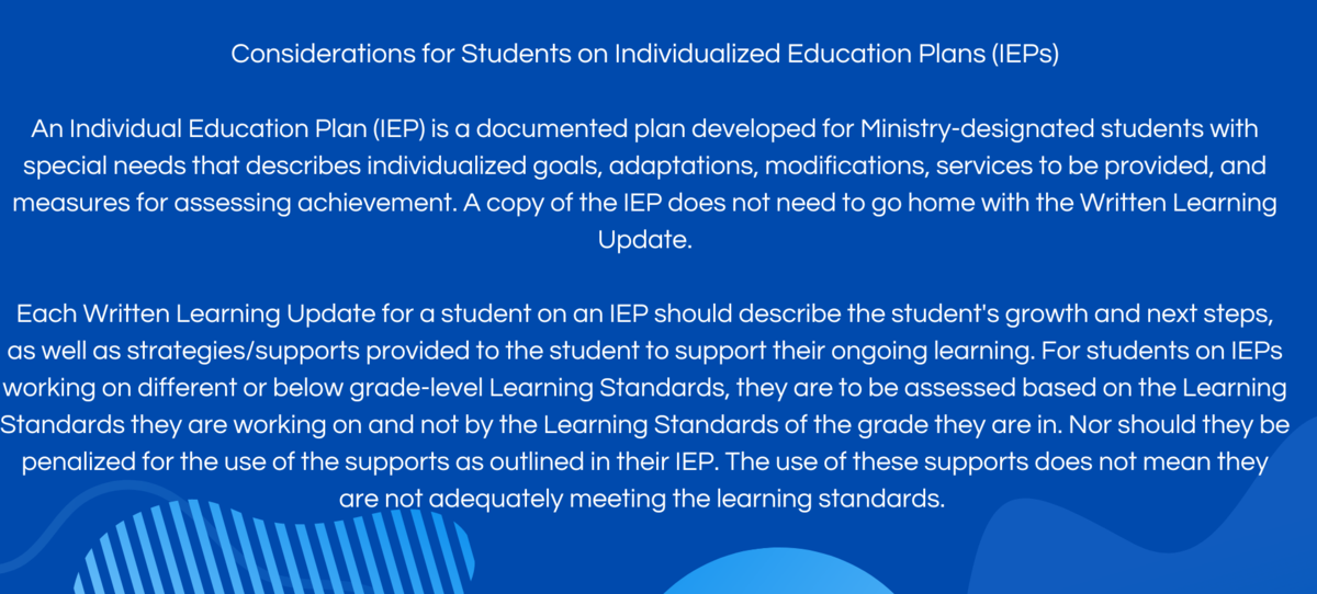 IEPs – Communicating Student Learning K-9 – SD48 Staff Portal