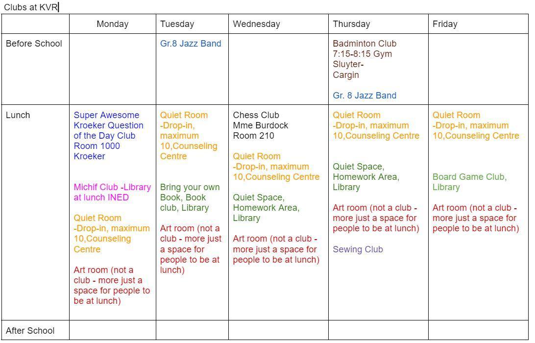 Clubs at KVR – Programs & Services – KVR Middle School