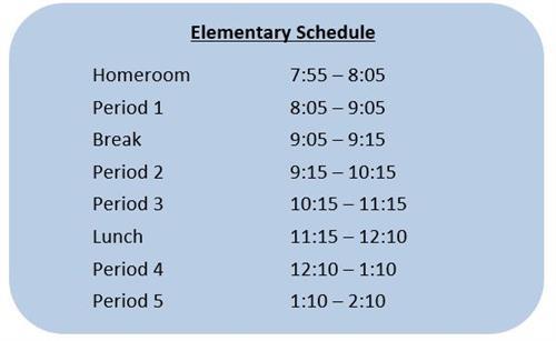 Intermediate School Schedule – Schedules – St. Michael Catholic High School