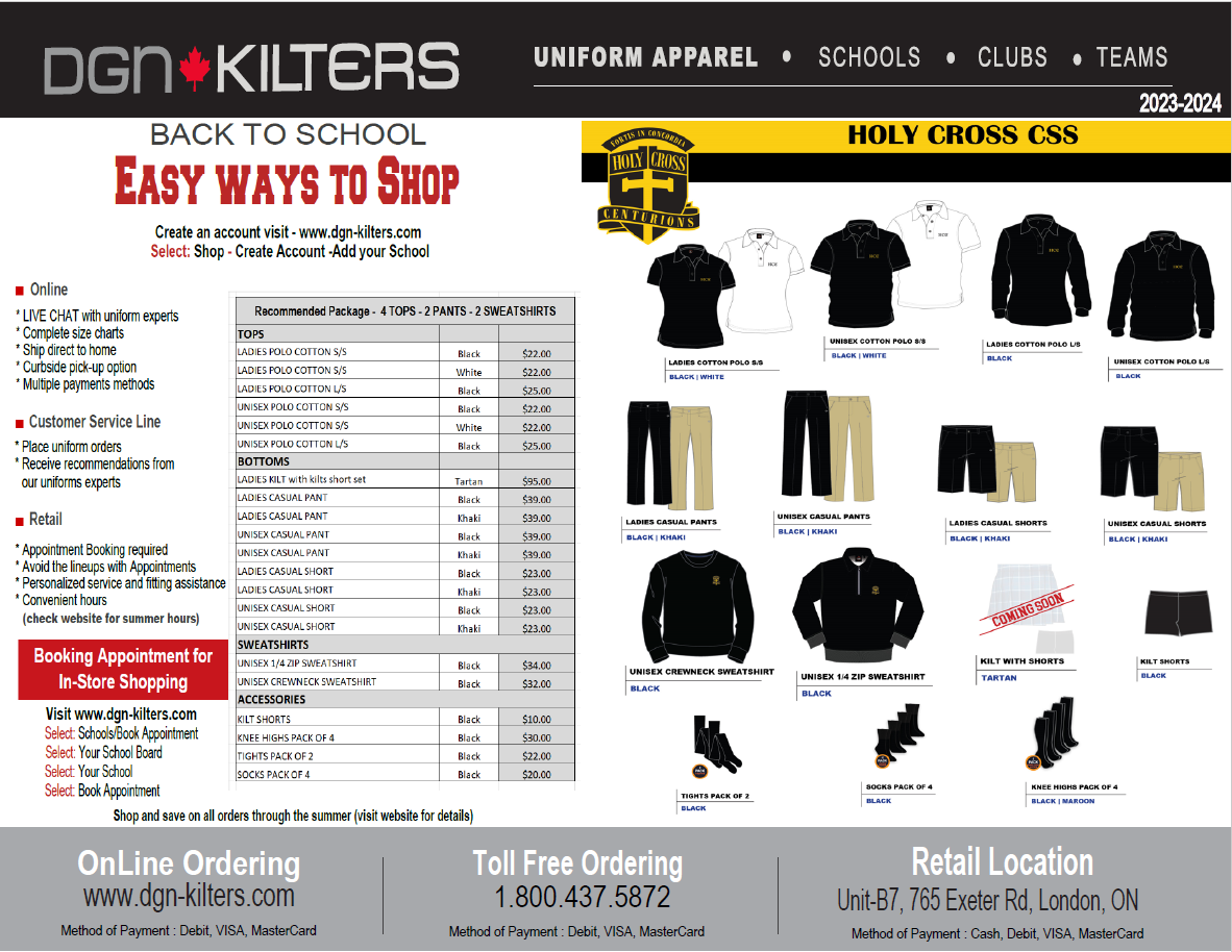 Uniforms – Uniforms – Holy Cross Catholic Secondary School