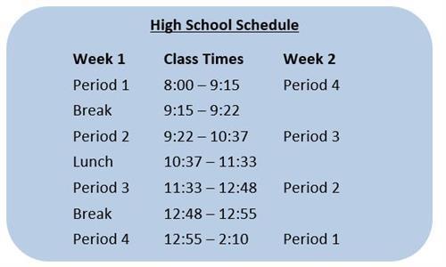 High School Schedule – Schedules – St. Michael Catholic High School